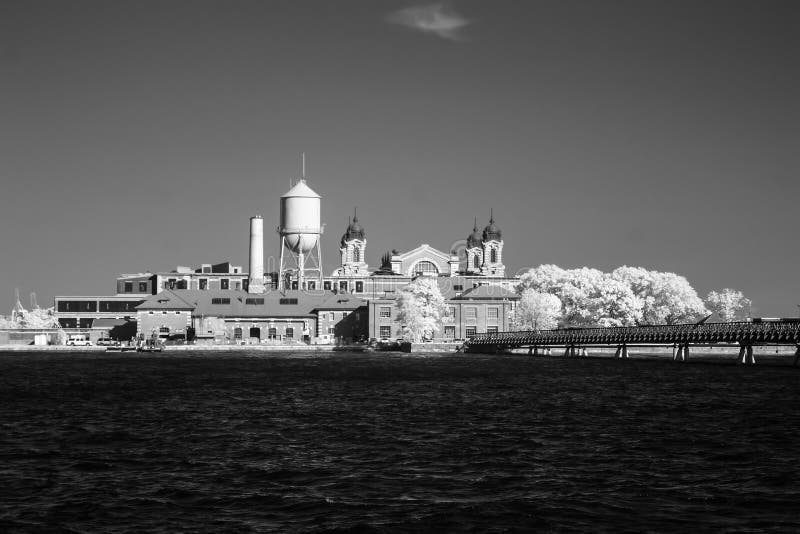Infrared Image of the Ellis Island from the Liberty Park Stock Photo ...