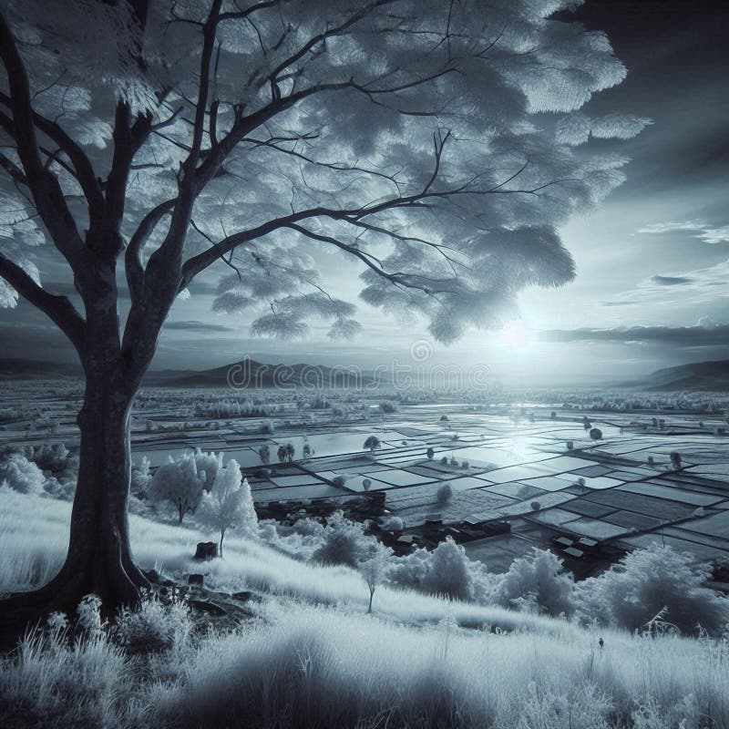 Infrared Image of a Peaceful Evening on a Quiet Rural Countryside ...