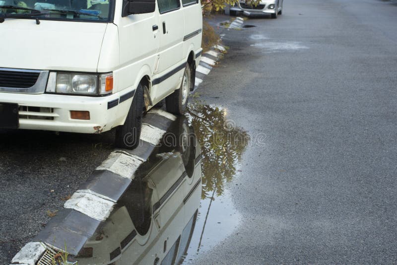 Image of the Van Park Along the Roadside. Stock Photo - Image of ...