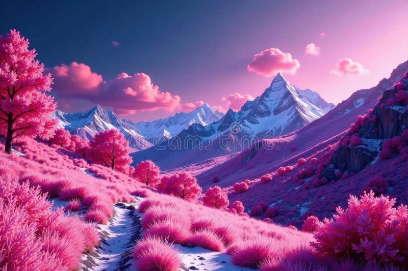 Infrared Mountain Landscape, Surreal Sky Hues, Backdrop, Infrared Stock ...