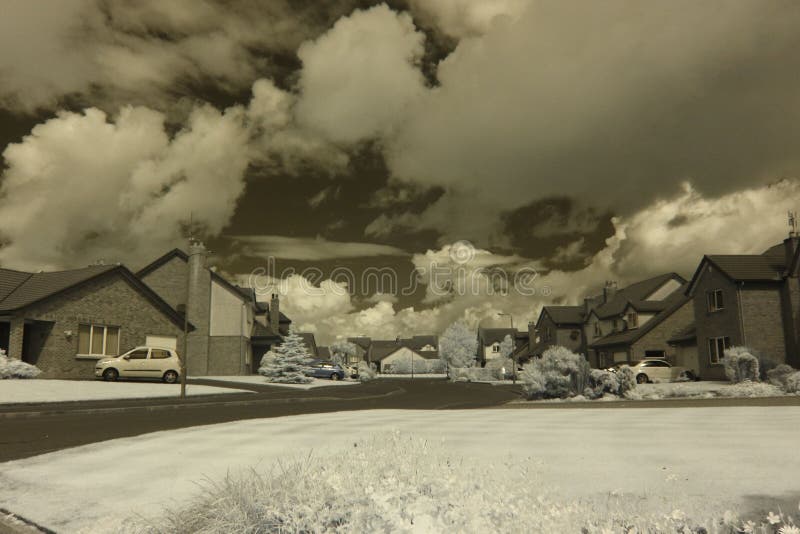 Infrared photo of a city editorial stock image. Image of city - 264723294