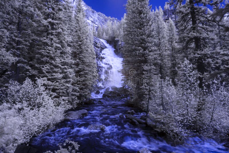 Infrared Photograph of Fast Moving Rapids in a River Stock Photo ...