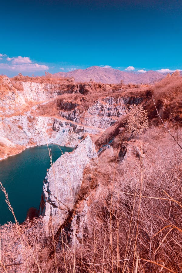 Infrared Photography, a Landscape Featuring a Deep Quarry or Pit ...