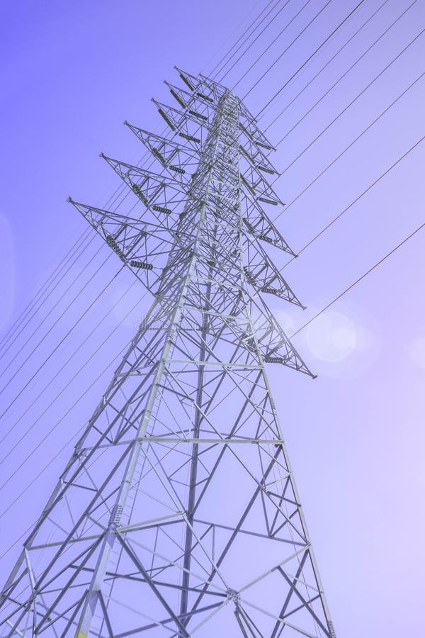 Infrared Photography, a Large Electrical Transmission Tower, Metallic ...