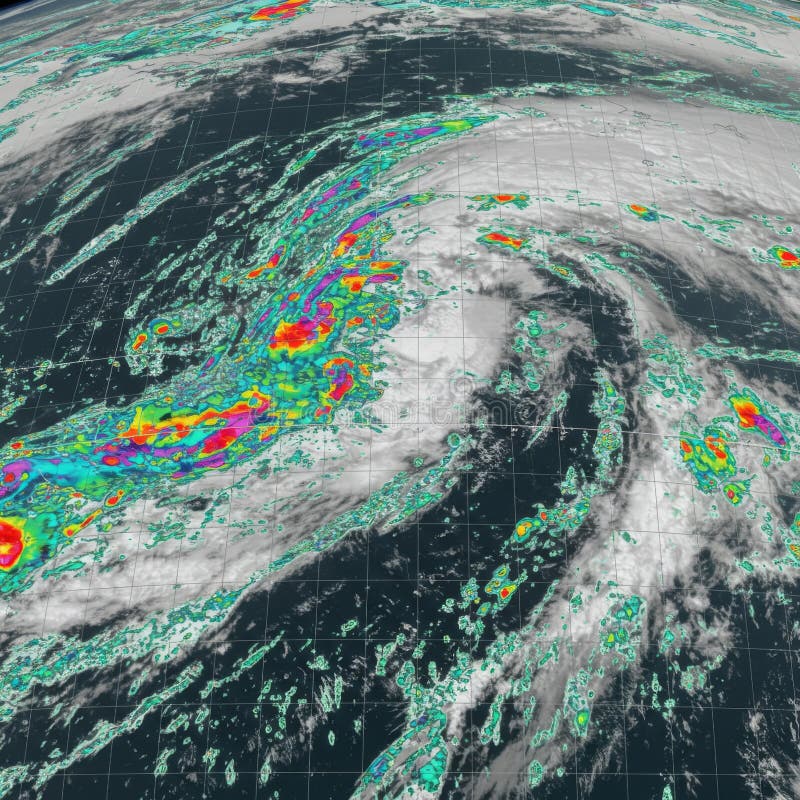 Infrared Satellite Image of Tropical Cyclone Stock Illustration ...