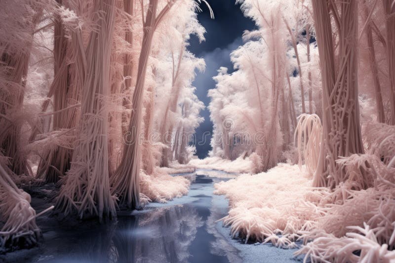 Infrared Shot of a Dense Bamboo Forest in the Jungle Stock Image ...