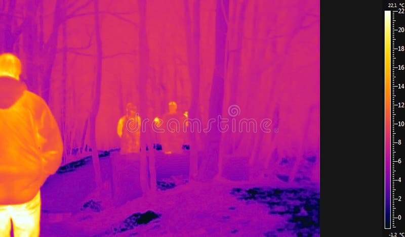 Infrared Thermal Image People Walking the Streets Stock Image - Image ...