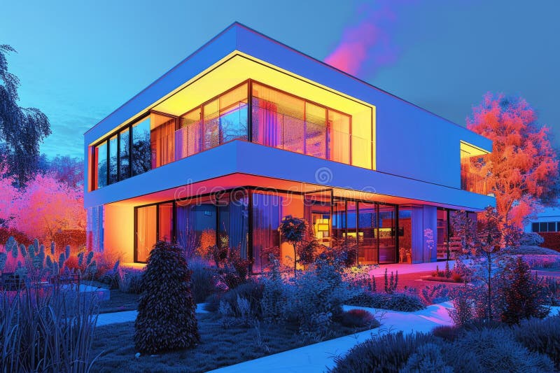 Infrared Thermovision Image of Home Stock Photo - Image of thermometer ...