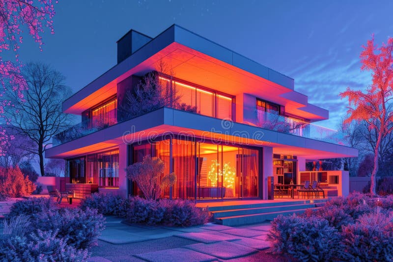 Infrared Thermovision Image of Home Stock Photo - Image of building ...