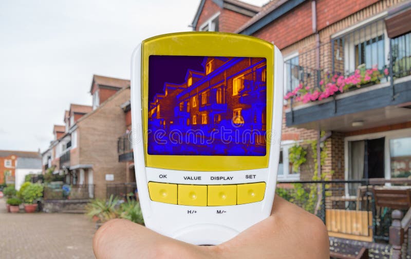 Infrared Thermovision Image Showing Thermal Insulation of House Stock ...