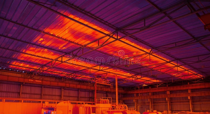 Infrared View of a Factory Interior Showing Heat Distribution on the ...