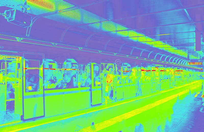 Infrared View of Heavy Fast Moving Traffic - Motion Infrared Map Stock ...