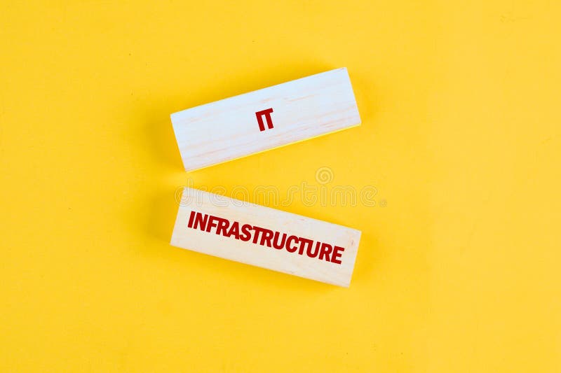 It Infrastructure Blocks on a Bright Yellow Background Highlighting ...