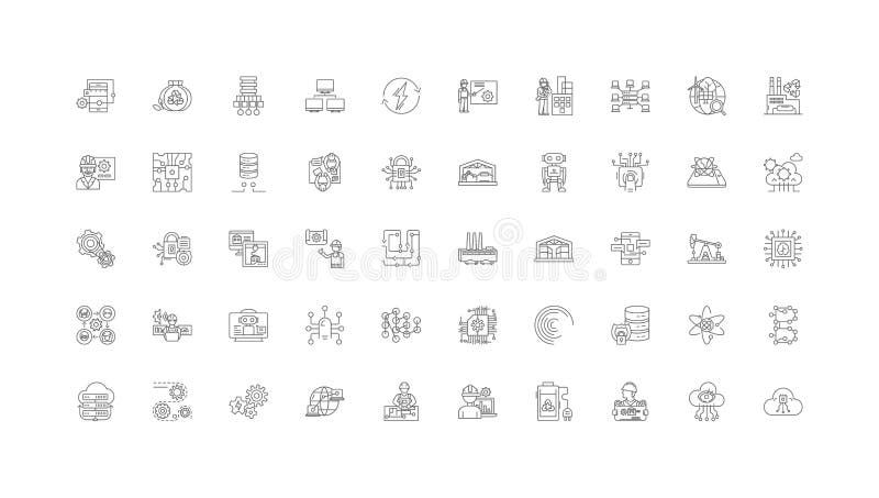 Infrastructure Concept Illustration, Linear Icons, Line Signs Set ...