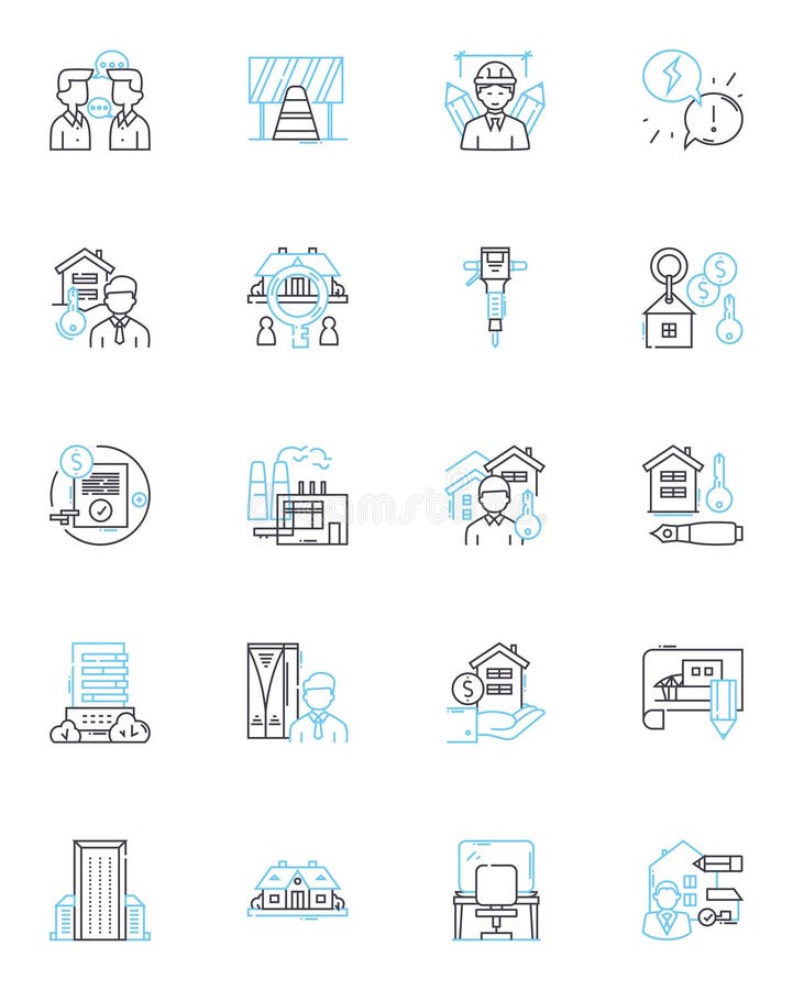 Infrastructure Creation Linear Icons Set. Development, Planning ...