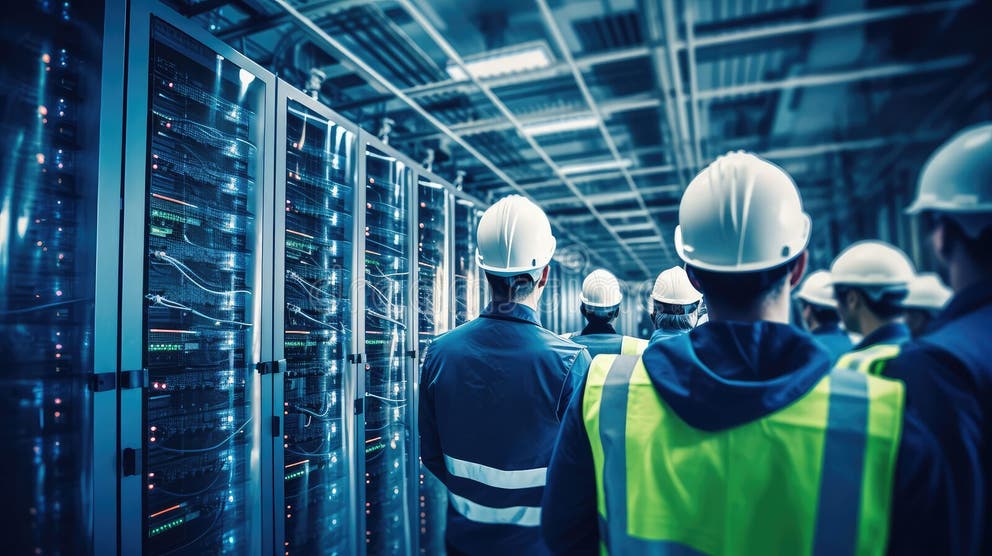 Infrastructure Data Center Workers Stock Illustration - Illustration of ...