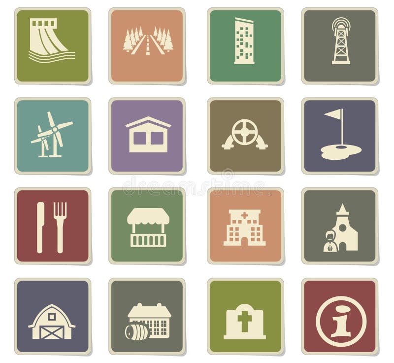 Infrastructure icon set stock illustration. Illustration of hospital ...