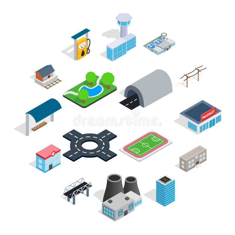 Infrastructure Icons Set, Isometric 3d Style Stock Illustration ... Infrastructure Icons Set, Isometric 3d Style Stock Illustration ...