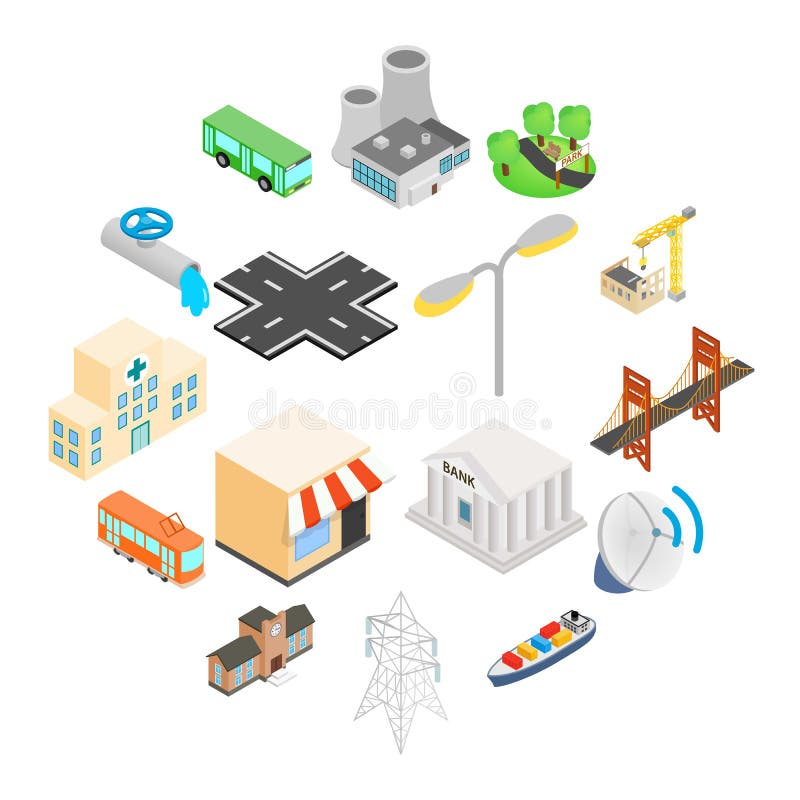 Infrastructure Icons set stock vector. Illustration of port - 131892743