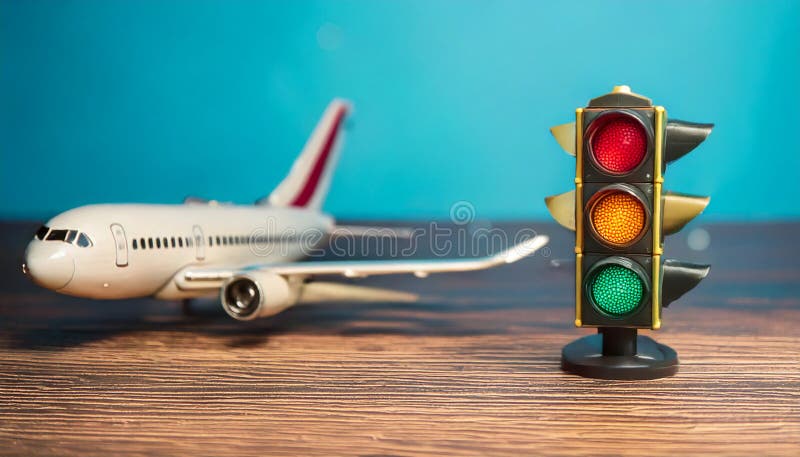 Infrastructure and Mobility: Traffic Light and Airplane Symbolizing ...