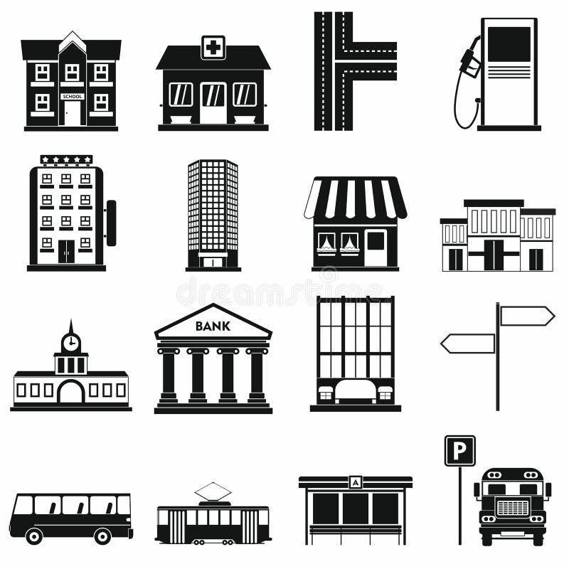 Infrastructure set icons stock vector. Illustration of isolated - 69882783