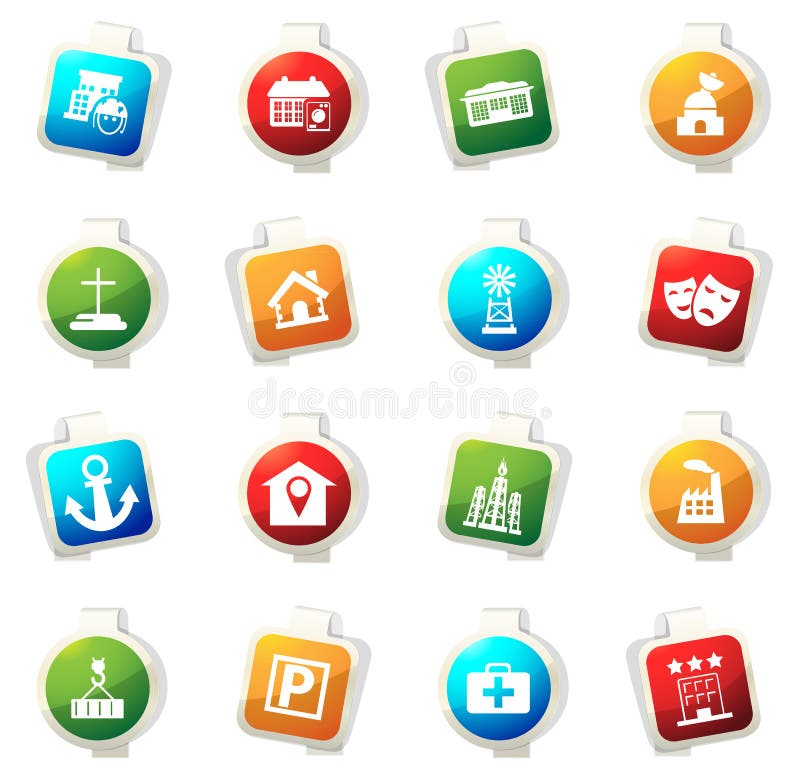 Infrastucture of the City Icons Set Stock Illustration - Illustration ...