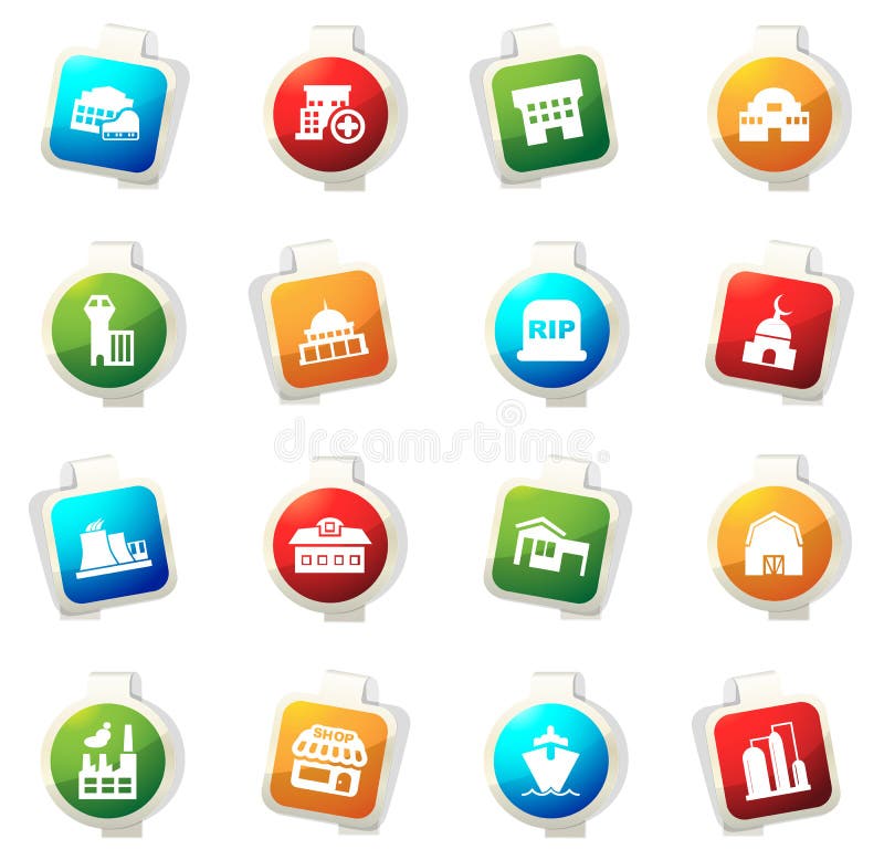 Infrastucture of the City Icons Set Stock Illustration - Illustration ...