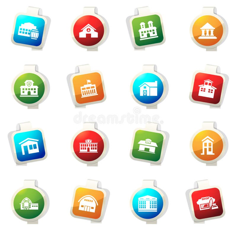 Infrastucture of the City Icons Set Stock Illustration - Illustration ...