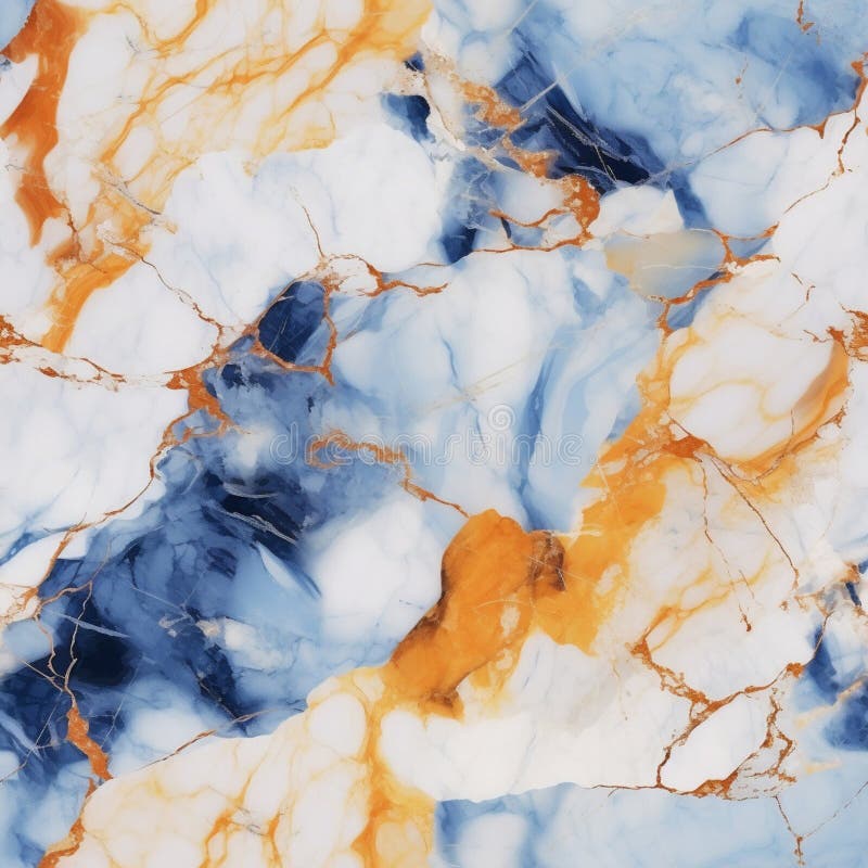 Abstract Pattern of Natural Curved Lines in Blue and Orange Marble ...