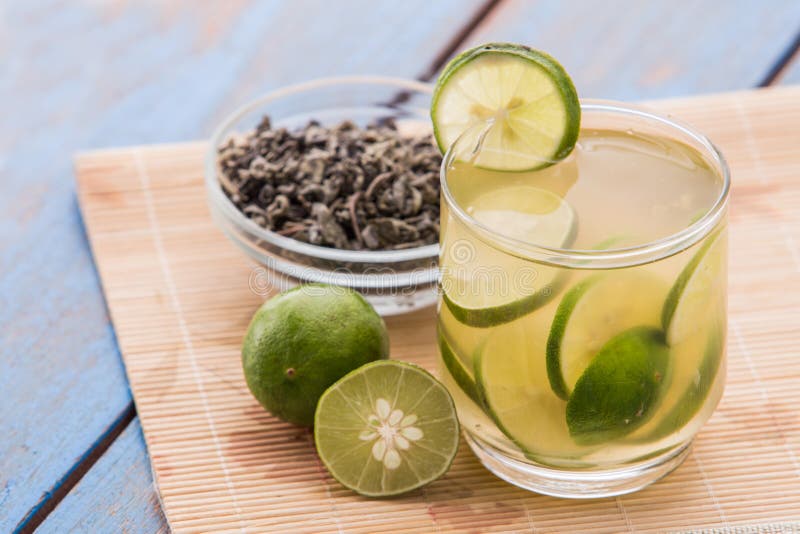 Infused Water of Lime and Green Tea Stock Image - Image of nutrition ...