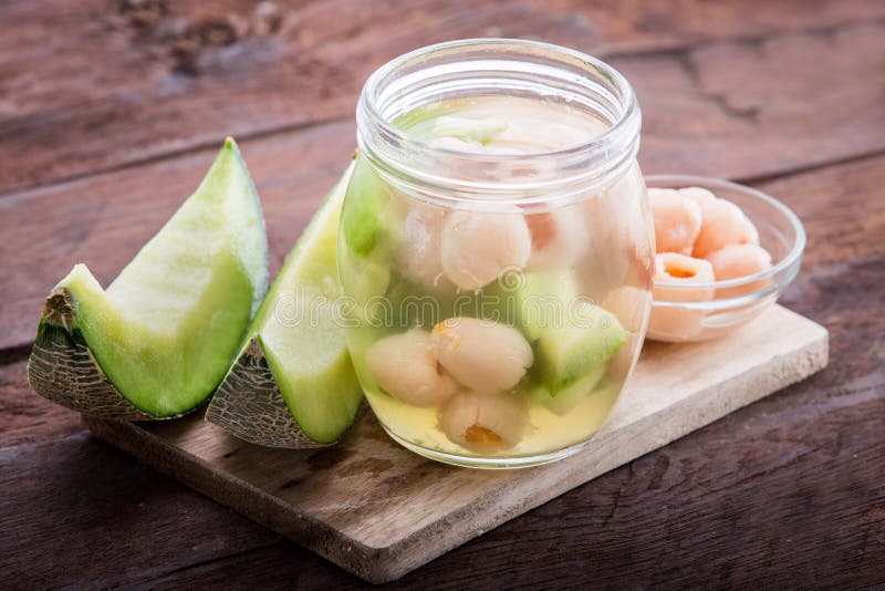 Infused Water Mix of Melon and Lychees Stock Photo - Image of fresh ...