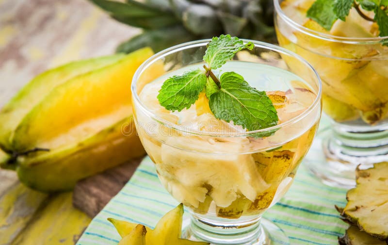Infused Water Mix of Starfruit and Pineapple Stock Image - Image of ...