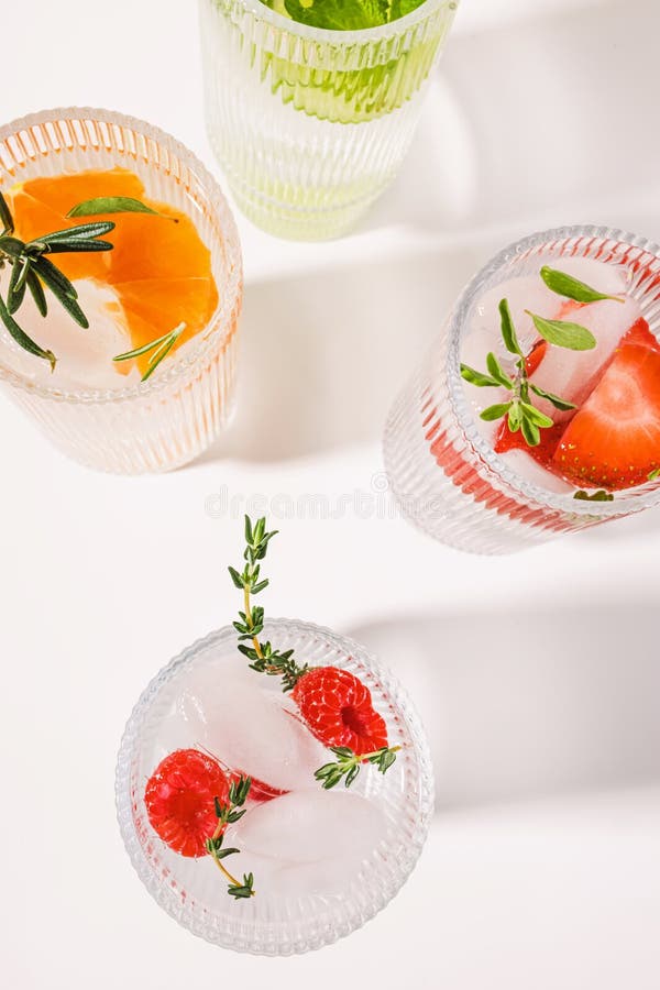 Infused Waters with Different Flavors, Summer Refreshing Drinks Stock ...
