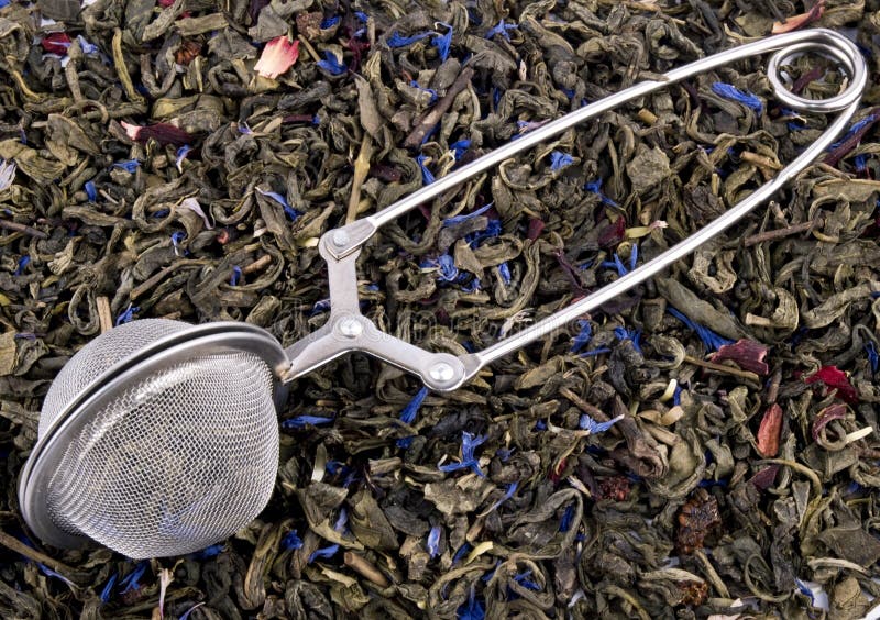 Infuser and Green Tea Leaves Stock Image - Image of tasty, herbal: 18149633