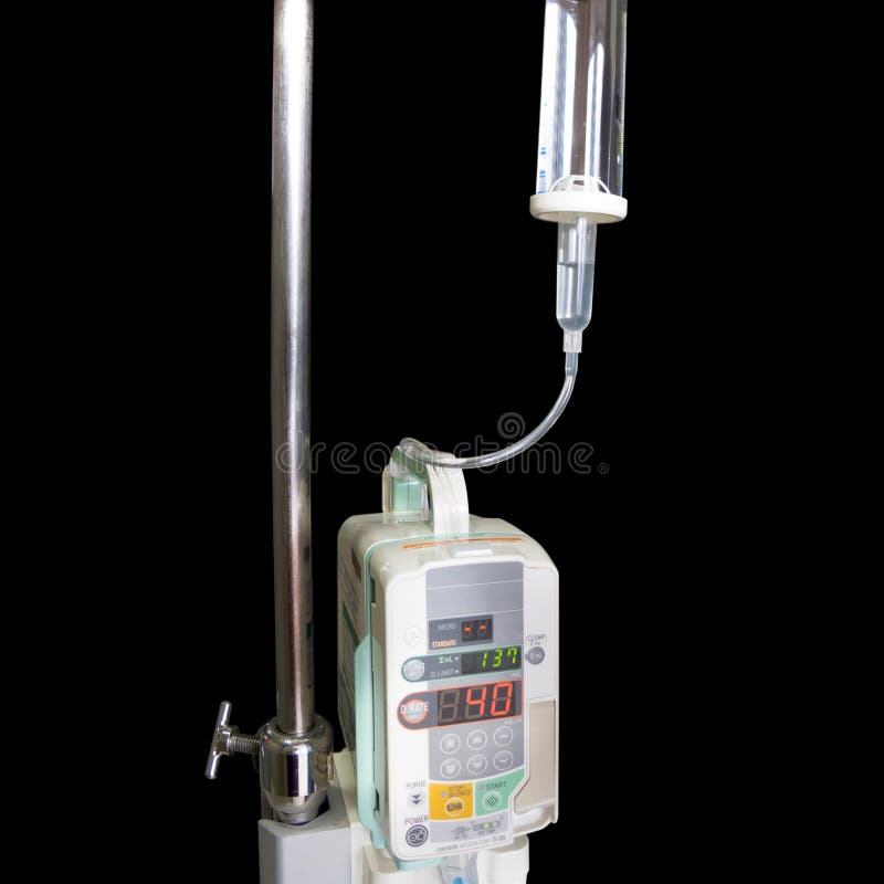 Infusion Pump in the Hospital . Automatic Infusion Pump . Saline ...
