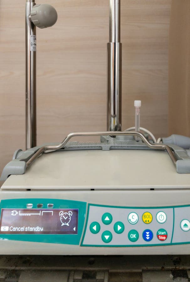 The Infusion Pump for Saline Solution Drips Stock Image - Image of ...
