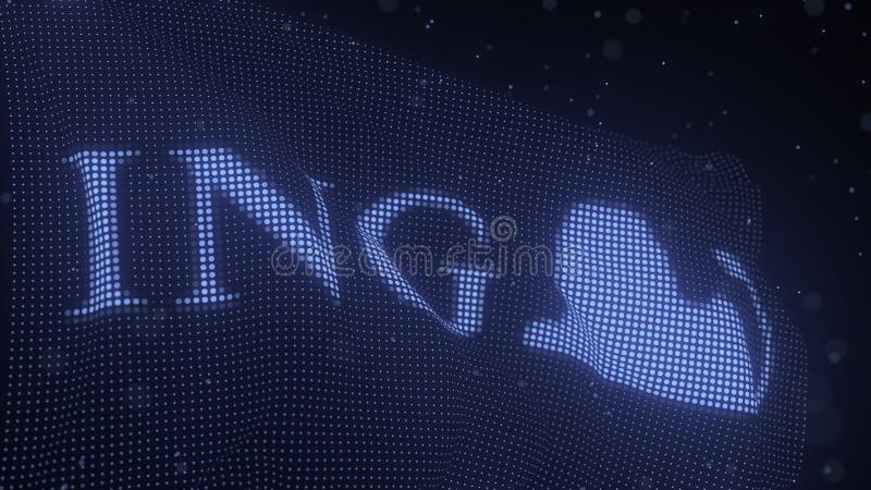ING Logo on a Waving Digital Flag, Editorial 3d Rendering Editorial ...