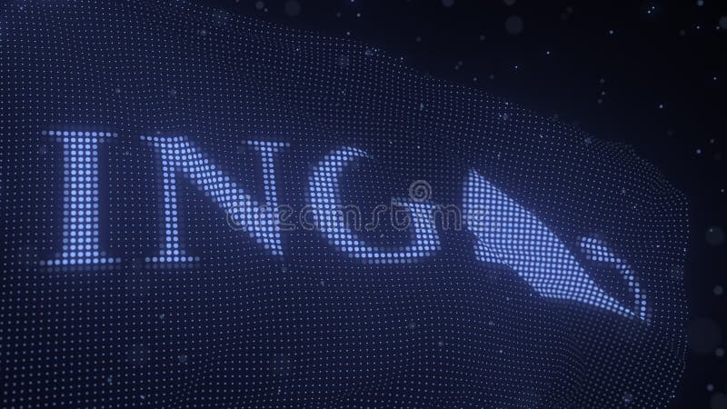 ING Logo on a Waving Digital Flag, Looping 3d Animation Stock Video ...