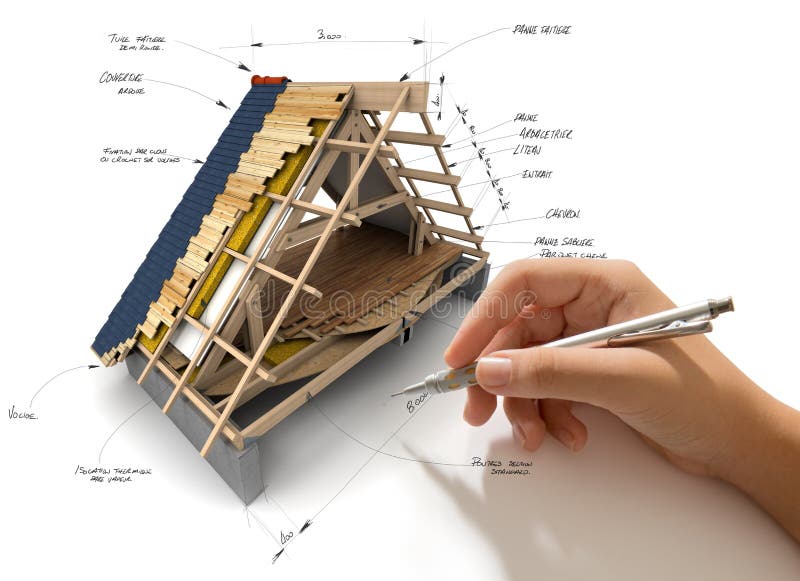El Esquema Del Sistema De Techumbre Stock de ilustración - Ilustración ...