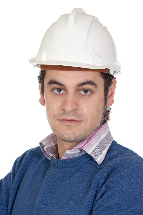 Ingeniero Con El Casco Blanco Imagen de archivo - Imagen de seguridad ...