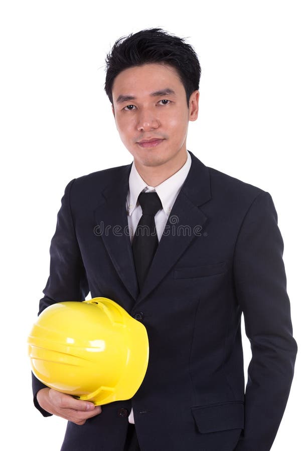 Ingeniero En Traje Con El Casco Foto de archivo - Imagen de retrato ...