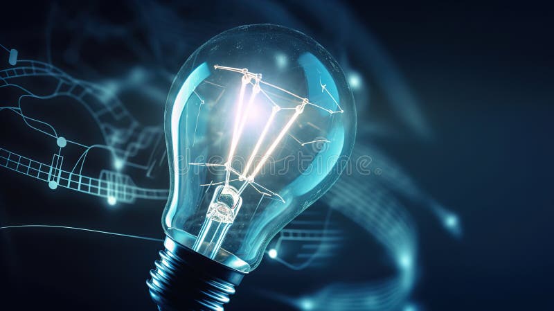 Ingenious Ideas Network Bulb on Blue Background Stock Illustration ...