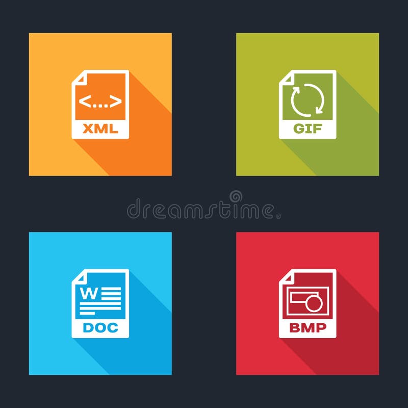 Ingesteld Xml Bestand Document Gif Doc En Bmp Pictogram. Vector Vector ...