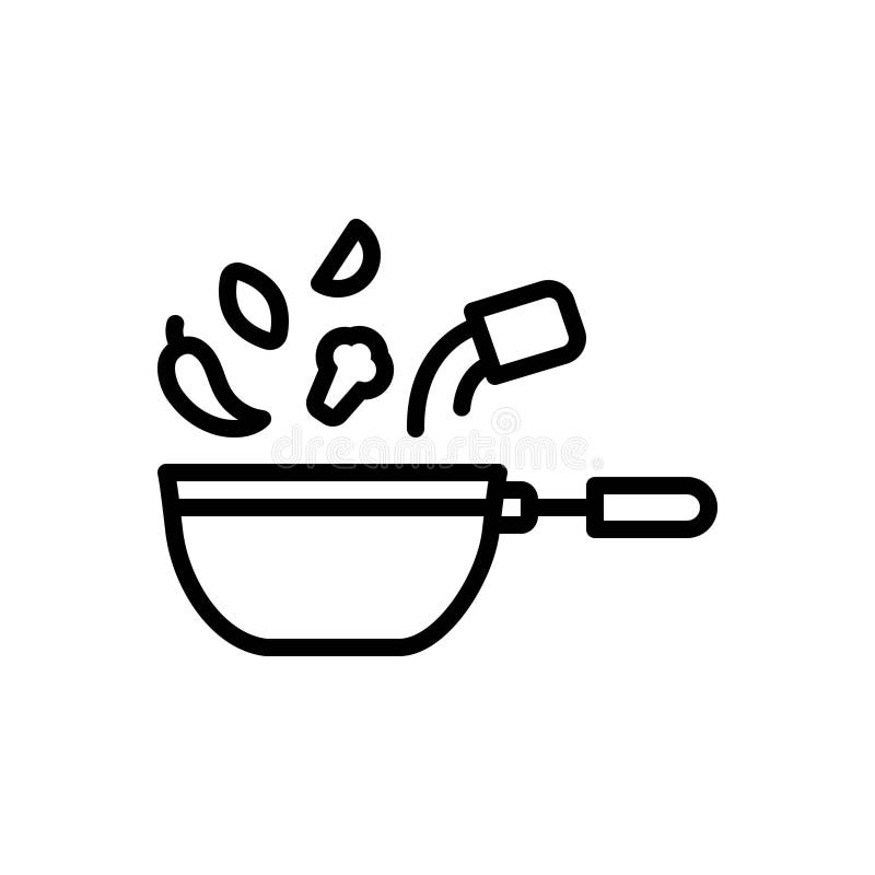 Black Line Icon for Ingredient, Food Component and Pan Stock ...