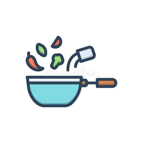 Color Illustration Icon for Ingredient, Food Component and Pan Stock ...