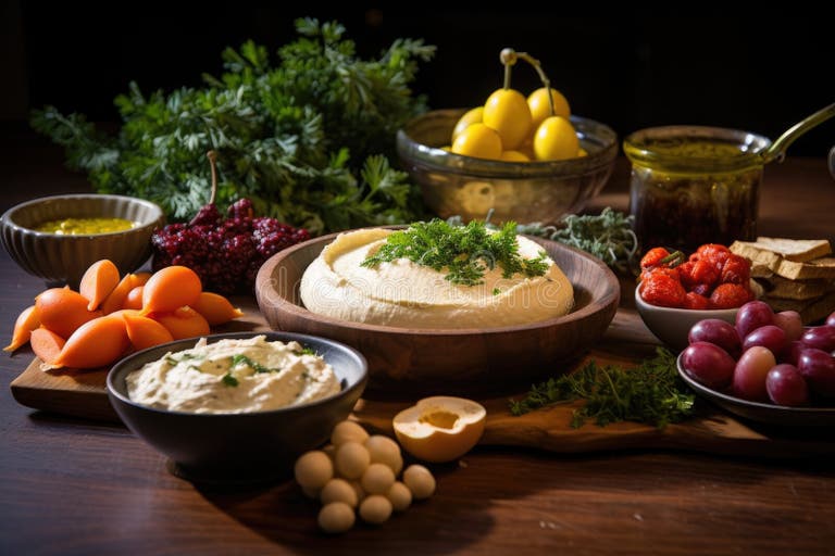 Ingredients Arranged for Making Hummus Stock Illustration ...