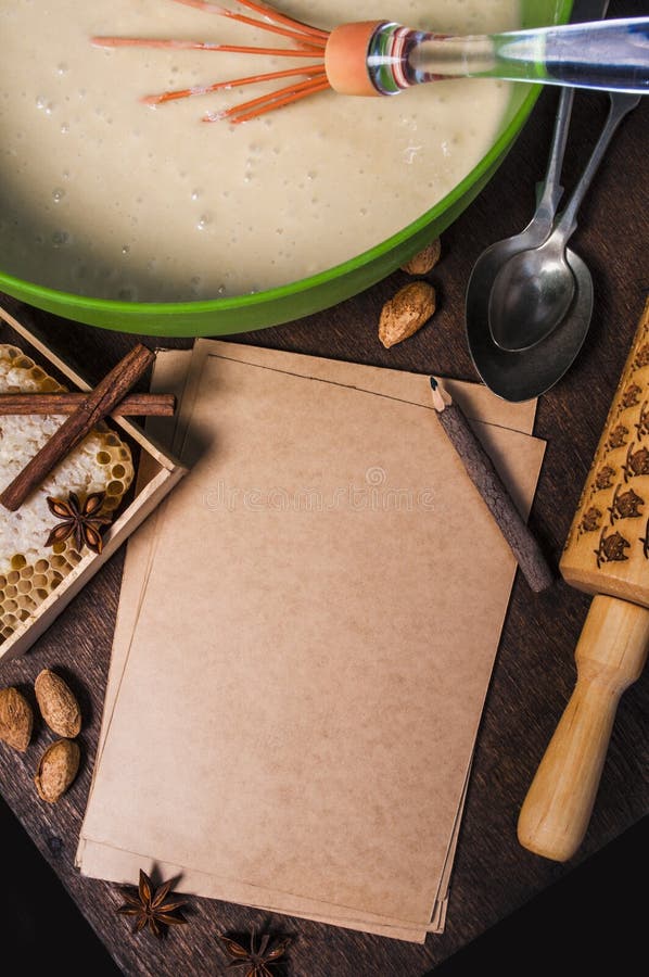 Ingredients for Baking and Blanked Notepad for Recipes Stock Image ...