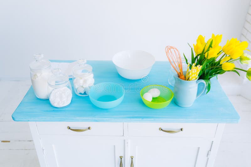 Ingredients for Baking on a Kitchen Table Stock Photo - Image of bake ...