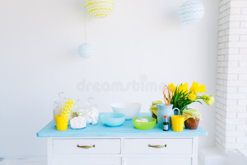 Ingredients for Baking on a Kitchen Table Stock Image - Image of ...
