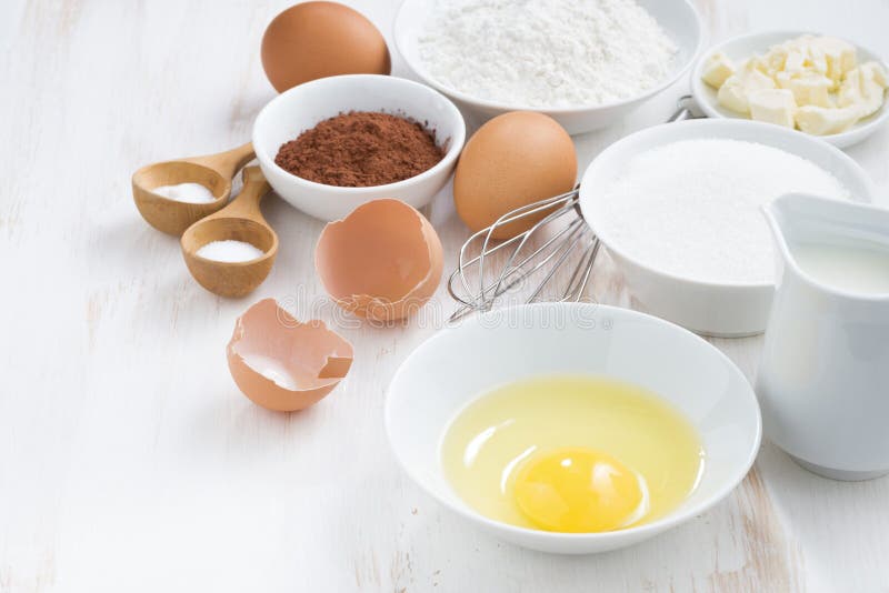 Ingredients For Baking On A White Table Stock Image - Image of kitchen ...